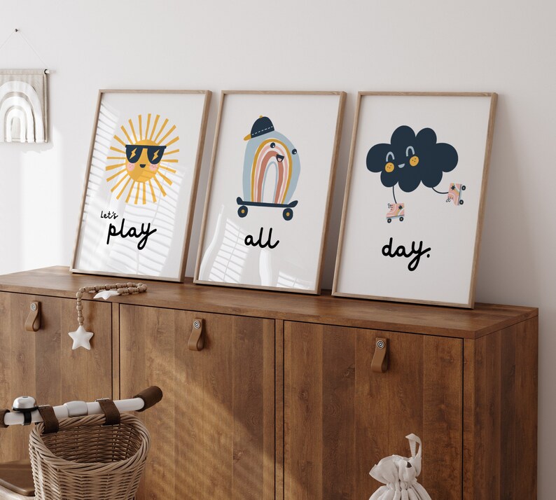 Playroom Wall Art Set of 3, Nursery Posters, Toddler Wall Art ...