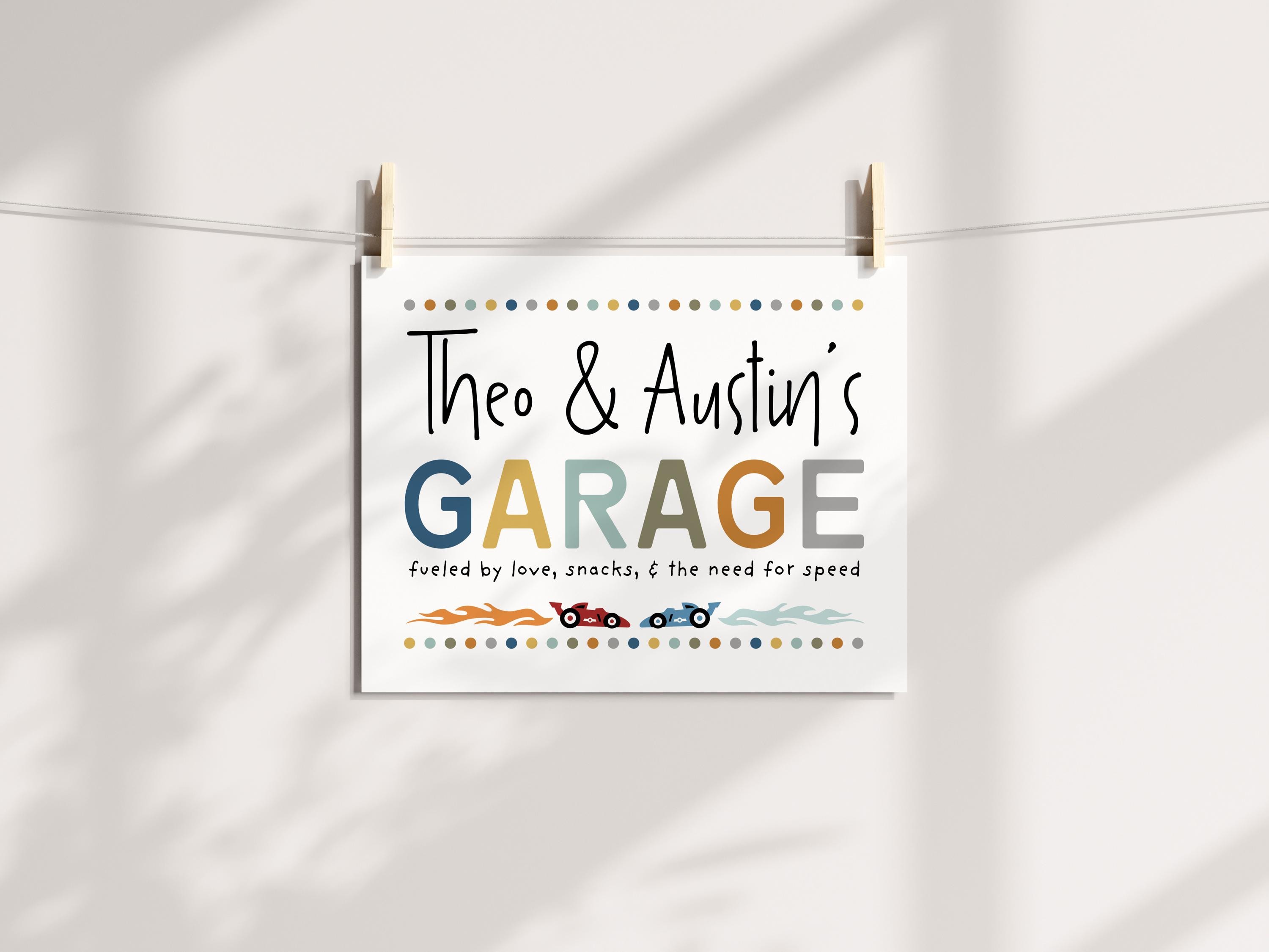 Personalized Race Car Garage Print: Custom Name Boys Room Decor ...