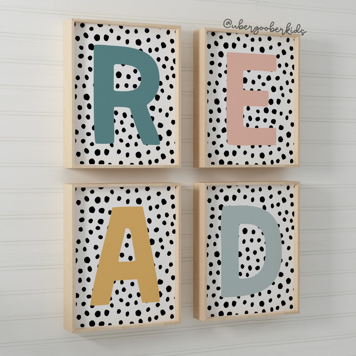 Read Letters Wall Art Set of Four Playroom Wall Decor - Etsy