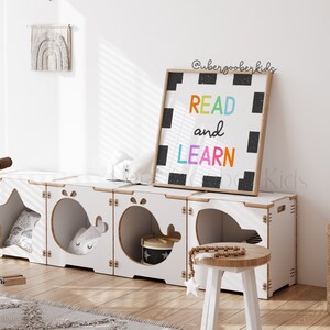 READ AND LEARN, Playroom Print Art, Reading Corner Poster, Positive ...