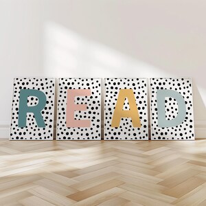 Read Letters Wall Art, Set of Four, Playroom Wall Decor, Playroom ...
