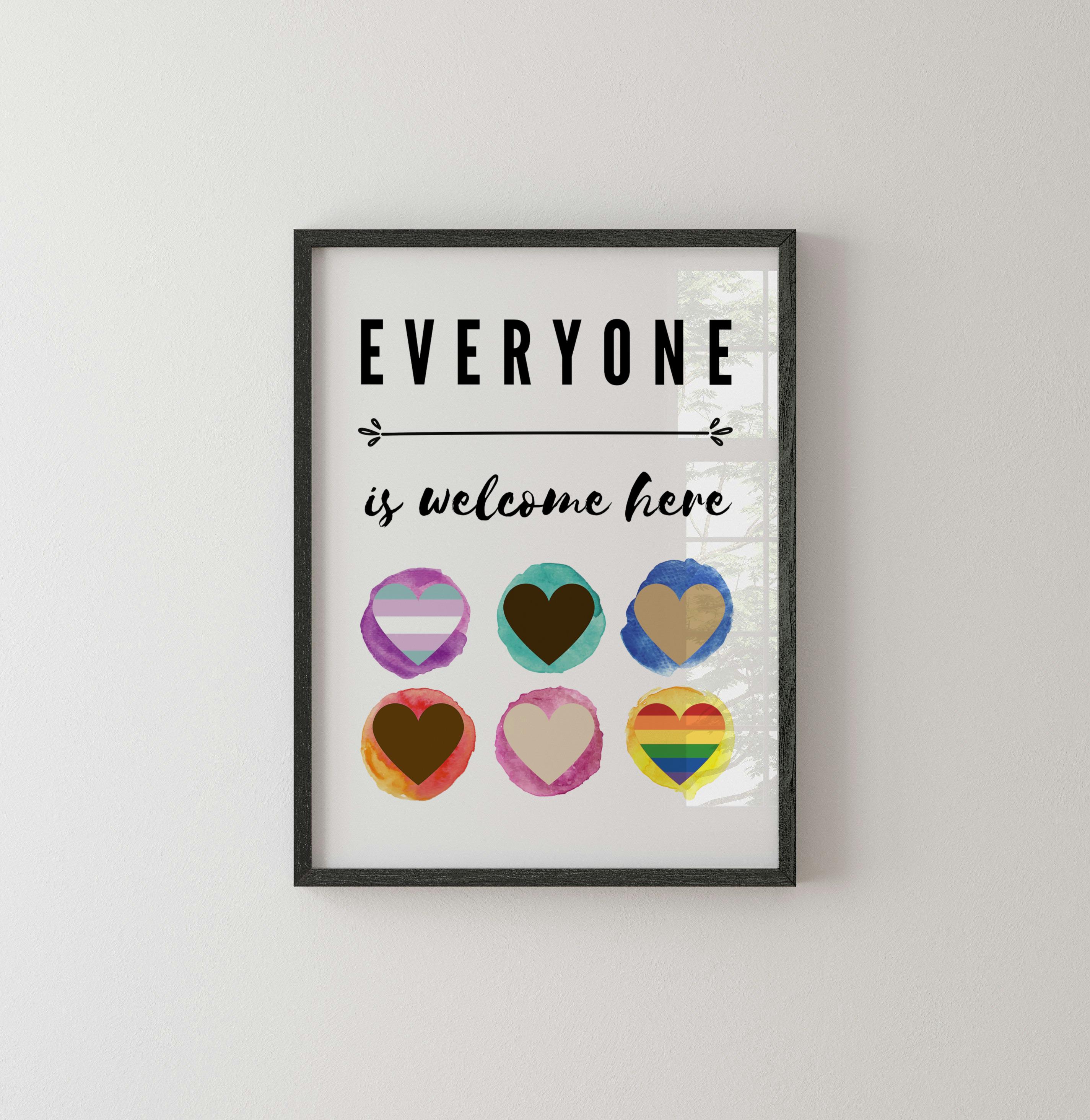 Printable Diversity Poster, Wall Art, Everyone Welcome, Classroom ...