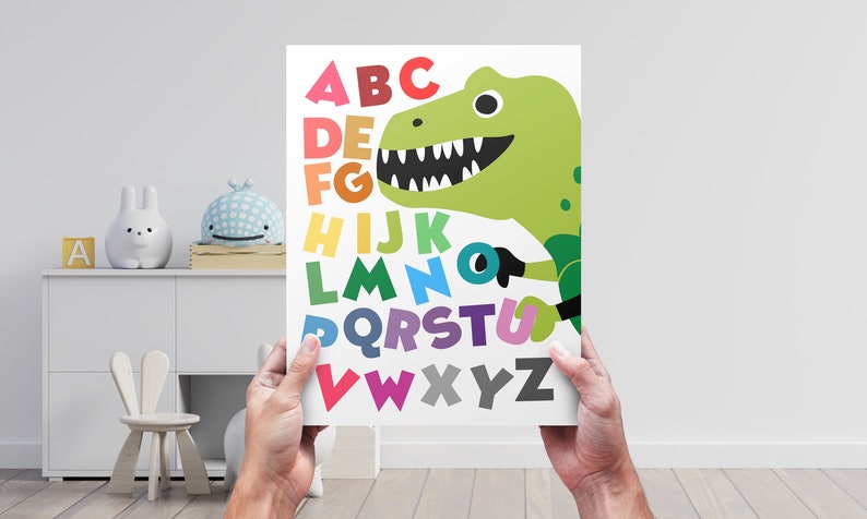 Dinosaur ABC Poster Alphabet Print Dinosaur Gift Nursery | Etsy