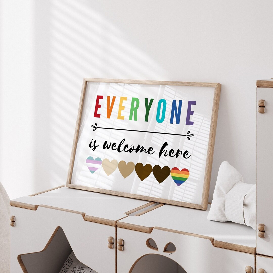Everyone is Welcome Here, Printable Wall Art, Diversity, Classroom ...