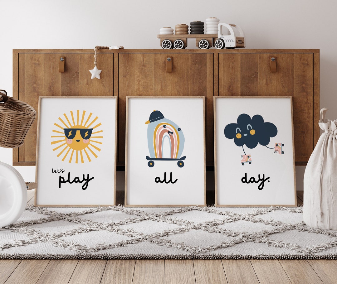 Playroom Wall Art Set of 3, Nursery Posters, Toddler Wall Art ...