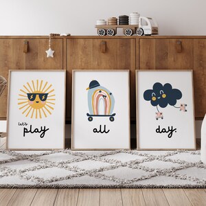 Playroom Wall Art Set of 3, Nursery Posters, Toddler Wall Art ...