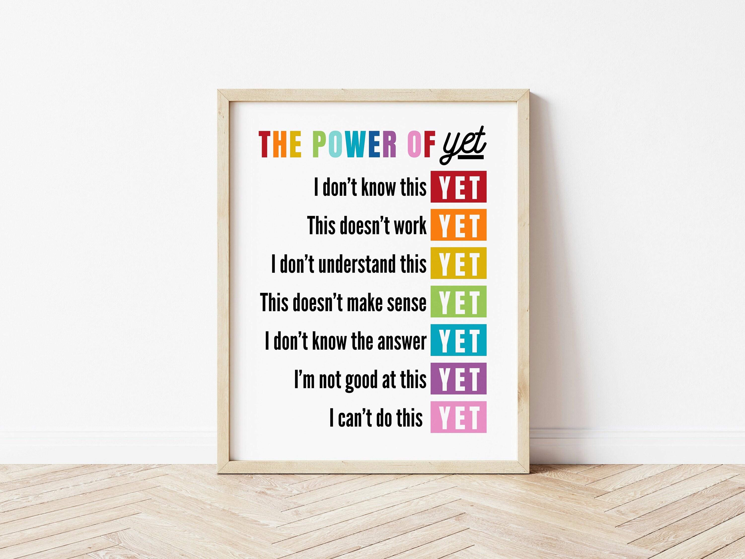 The Power of Yet, Kids Positive Affirmations, Classroom Art ...