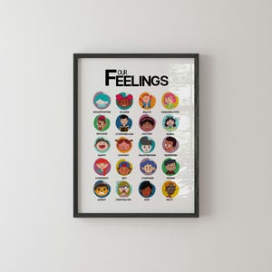 20 Emotions and Feelings Faces Kids Wall Print, Learning Resource ...