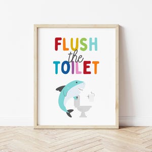 Rainbow Sharks Bathroom Art Set, Shark Decor, Bathroom Wall Prints, Set ...