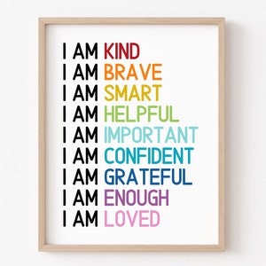 Positive Affirmations for Kids, Home Schooling Art, Motivational Poster ...