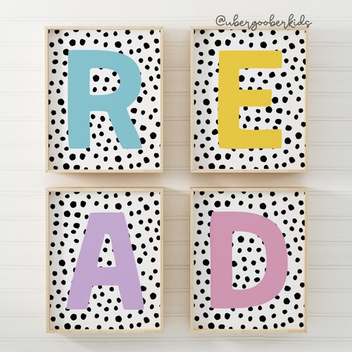 Play Letters Wall Art Set of Four Playroom Wall Decor - Etsy