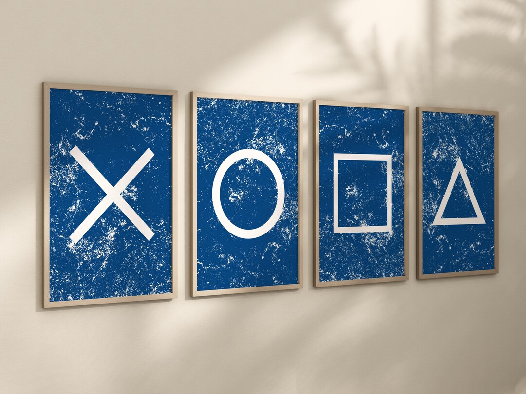 Navy Game Room Decor, Gaming Controller Prints, Boys Room, Gamer Gift ...