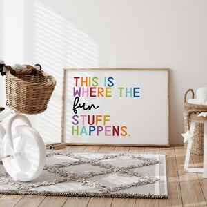 Where the Fun Stuff Happens Wall Art, Playroom Poster, Playroom Decor ...