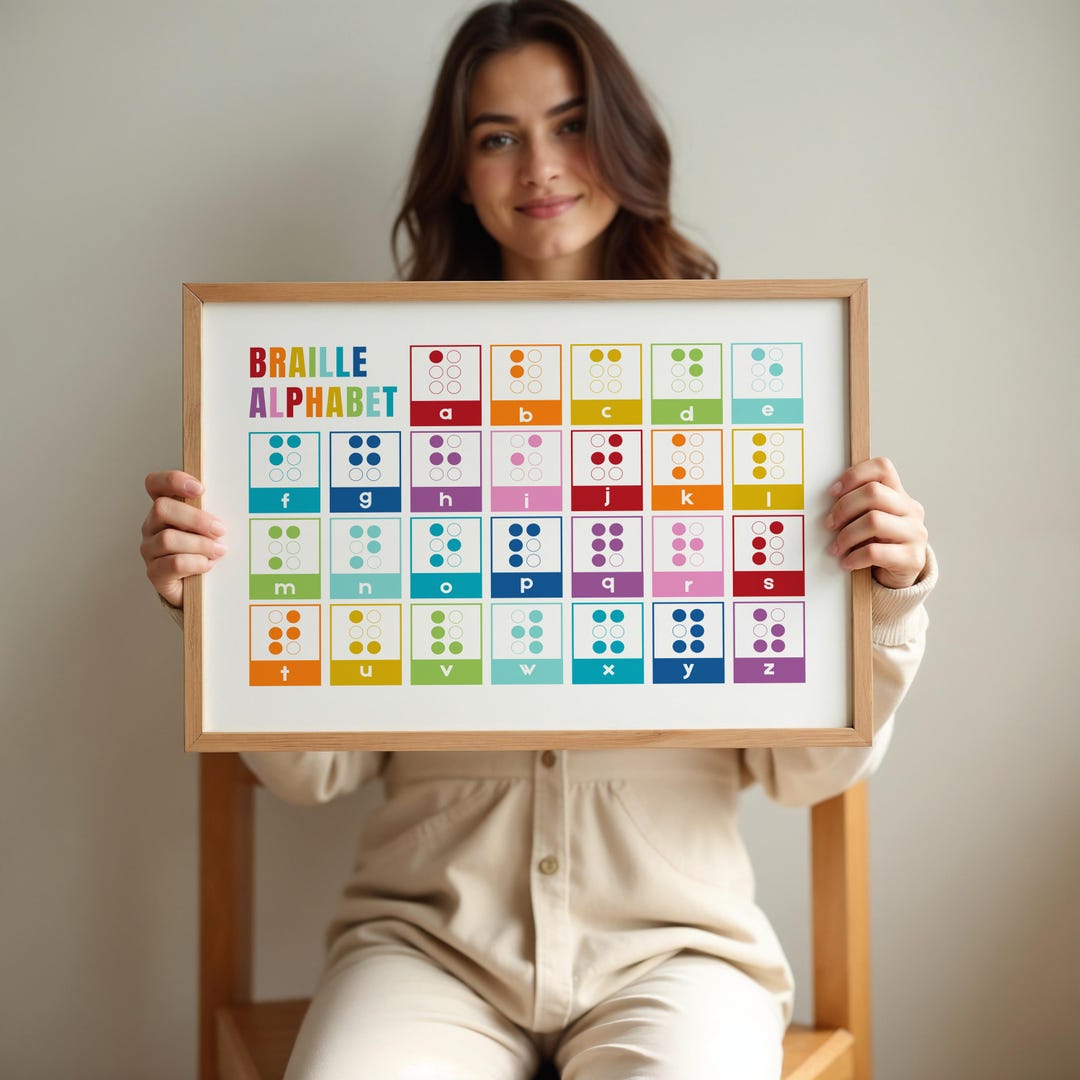 Póster del alfabeto en braille, gráfico en braille, arte mural ...