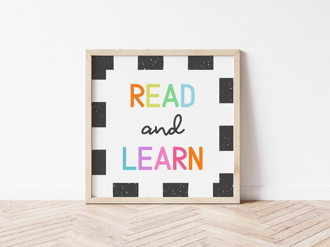 READ AND LEARN, Playroom Print Art, Reading Corner Poster, Positive ...