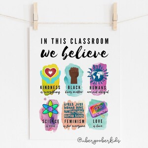 Classroom Poster, Printable Wall Art, School, in This Classroom ...