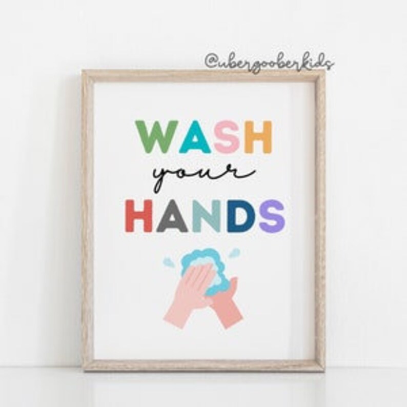 Kids Bathroom Art Set, Bathroom Wall Prints, Set of 4, Wash Your Hands ...