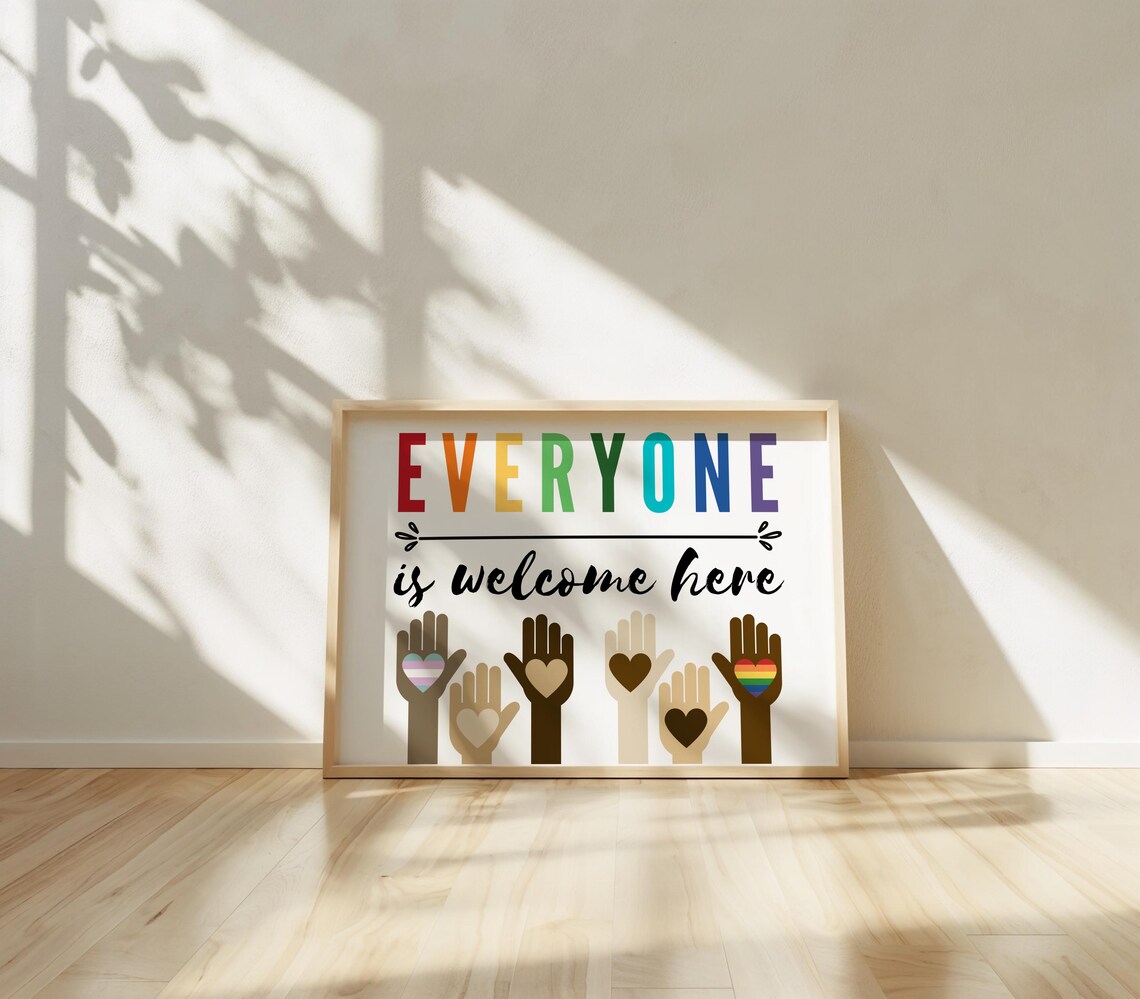 Everyone Welcome Here, Diversity Art, Classroom Decor, Educational Wall ...