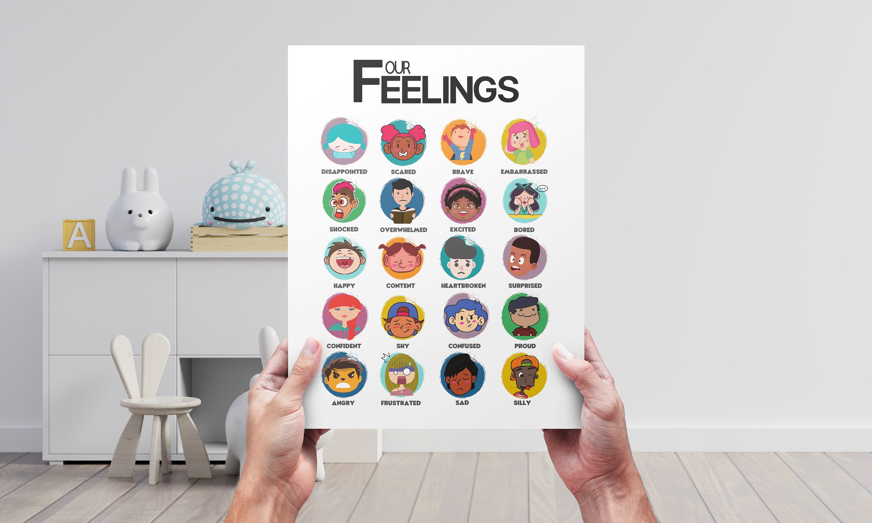 Printable Feelings Chart Diversity Classroom Poster | Etsy