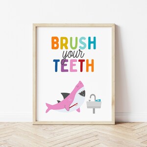 Rainbow Sharks Bathroom Art Set, Shark Decor, Bathroom Wall Prints, Set ...