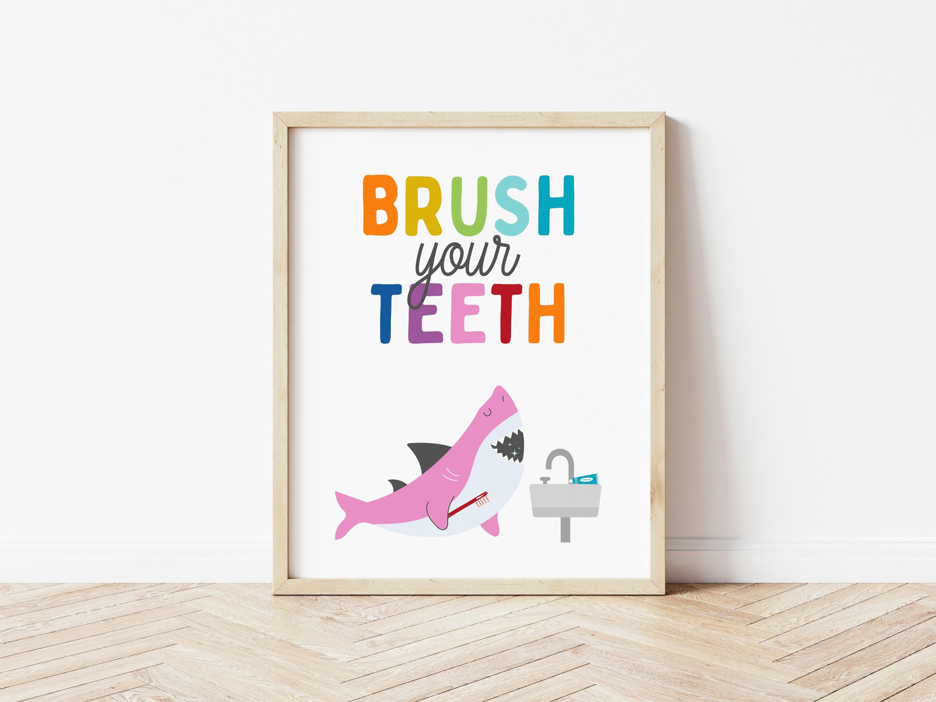 Rainbow Sharks Bathroom Art Set, Shark Decor, Bathroom Wall Prints, Set ...