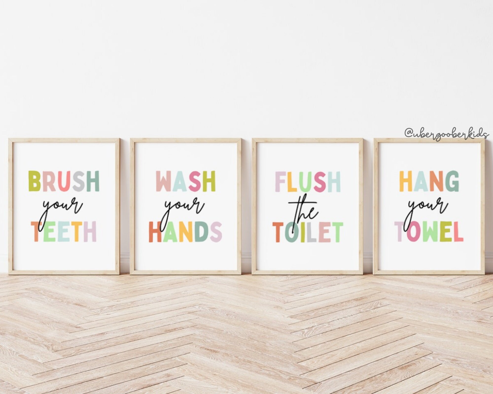 Kids Bathroom Art Set Bathroom Wall Prints Set of 4 Wash - Etsy
