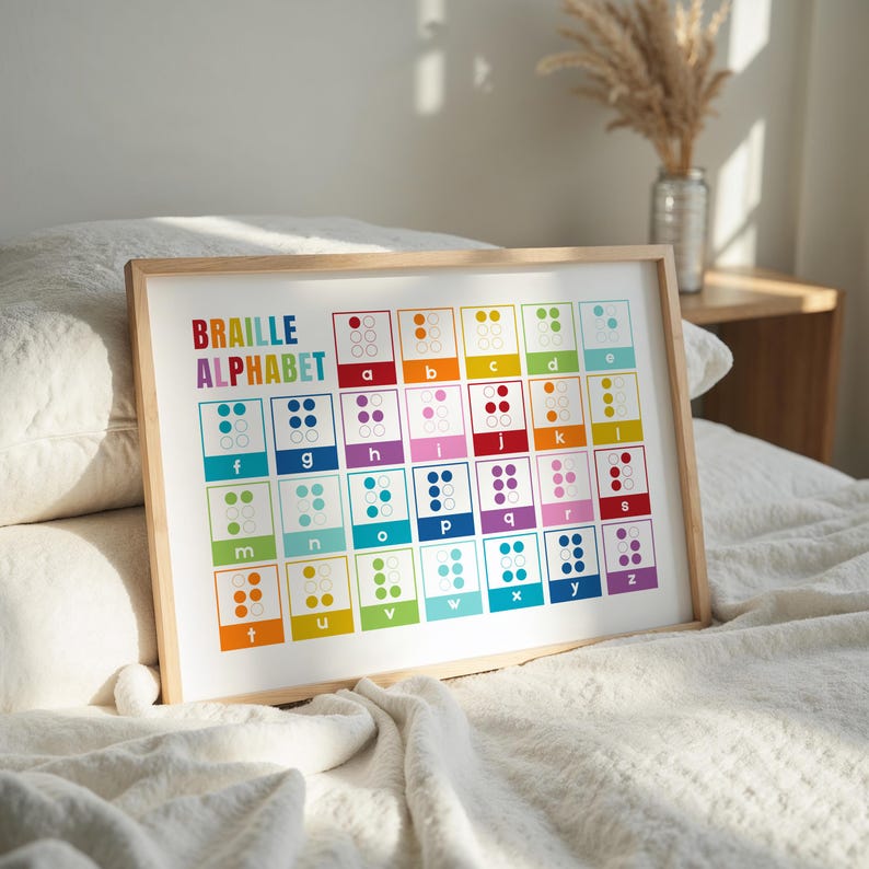 Braille Alphabet Poster: Rainbow ABC Chart, Educational Wall Art, DUTY ...