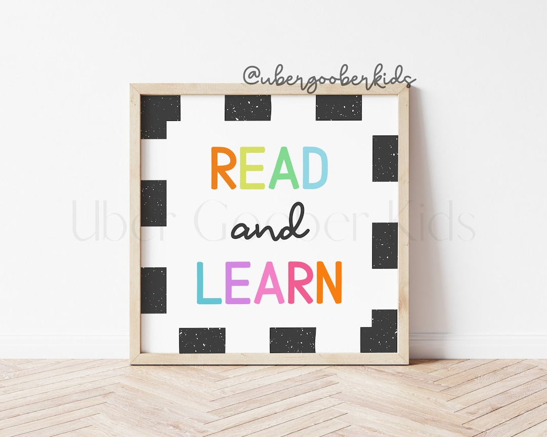 READ AND LEARN, Playroom Print Art, Reading Corner Poster, Positive ...