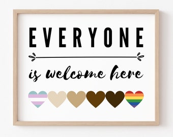 Tout le monde est le bienvenu ici impression, Affiche de diversité ...