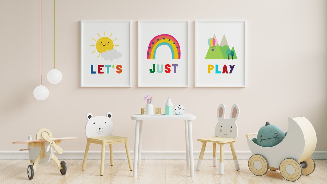Let's Just Play Wall Art Set of Three Classroom Posters - Etsy
