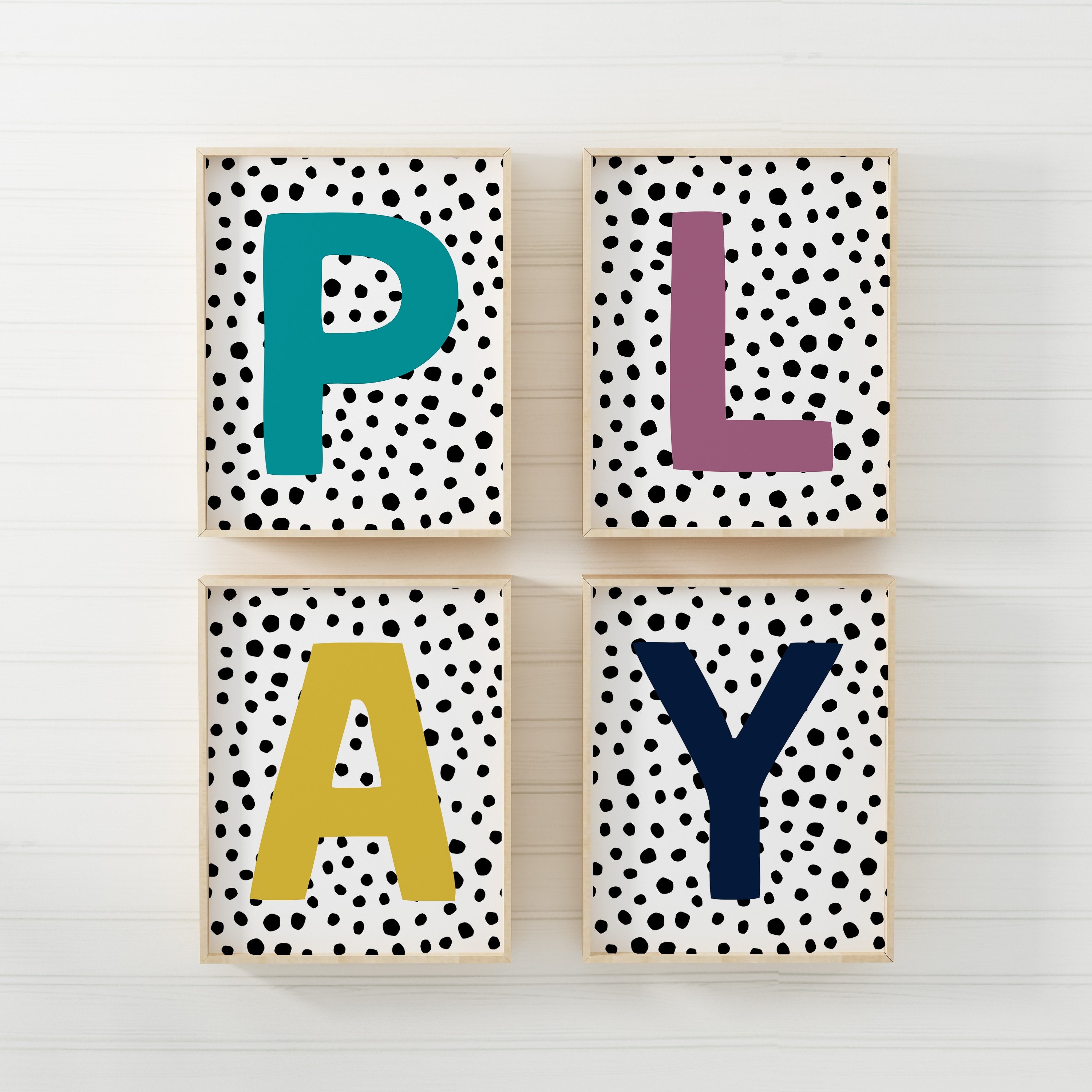 Play Letters Wall Art Set of Four Playroom Wall Decor | Etsy