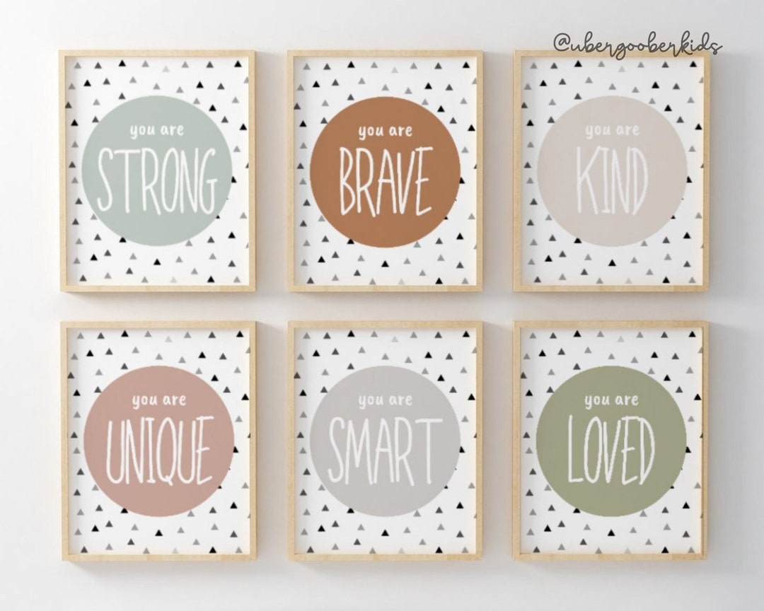 Positive Affirmations Print Set, Gender Neutral Wall Art, Earth Tones ...
