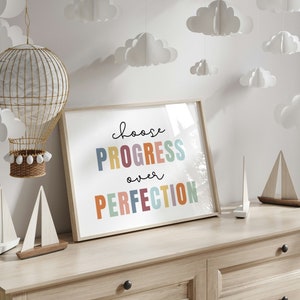 Progress Over Perfection Print, Positive Affirmations for Kids, Home ...