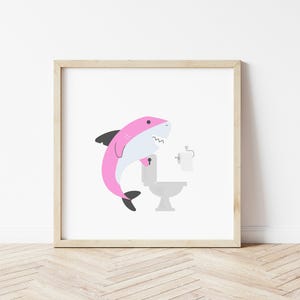 Kids Shark Bathroom Art Set, Shark Decor, Bathroom Wall Prints, Set of ...