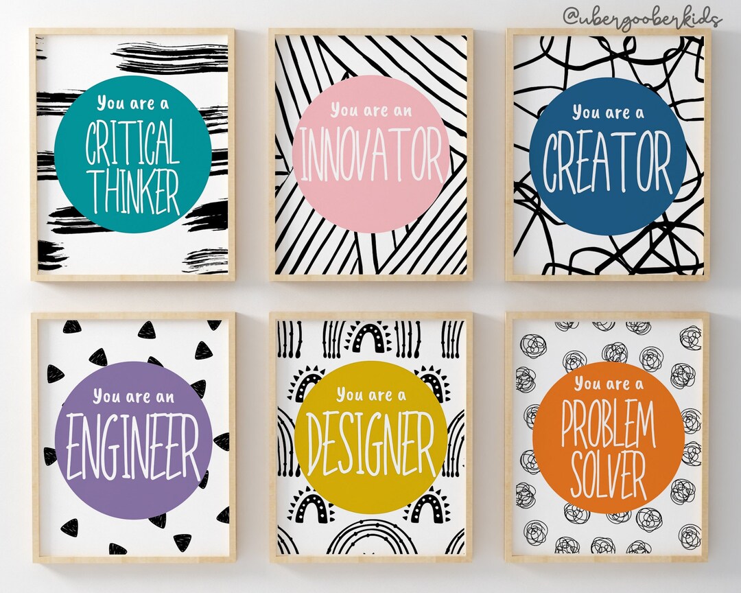Playroom Wall Art Set, Positive Affirmations, Classroom Decor ...