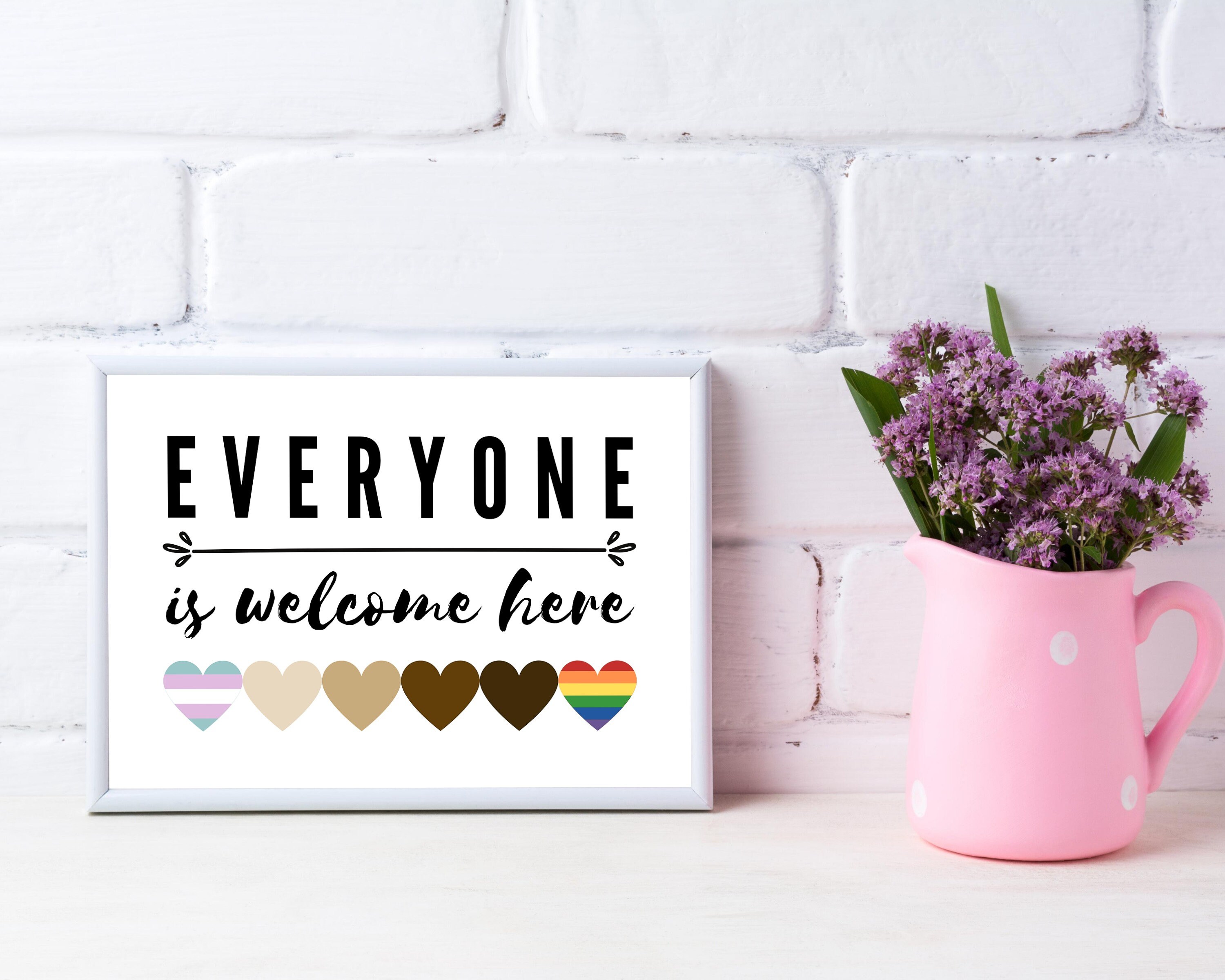 Everyone Welcome Diversity Wall Print Wall Art Classroom | Etsy