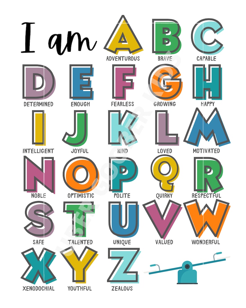 Alphabet Poster Positive Affirmations For Kids Classroom | Etsy