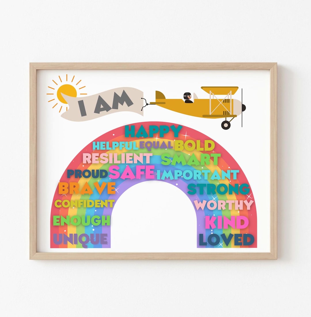 Rainbow Affirmations Art: Kids Positive Mindset Print (digital Download ...