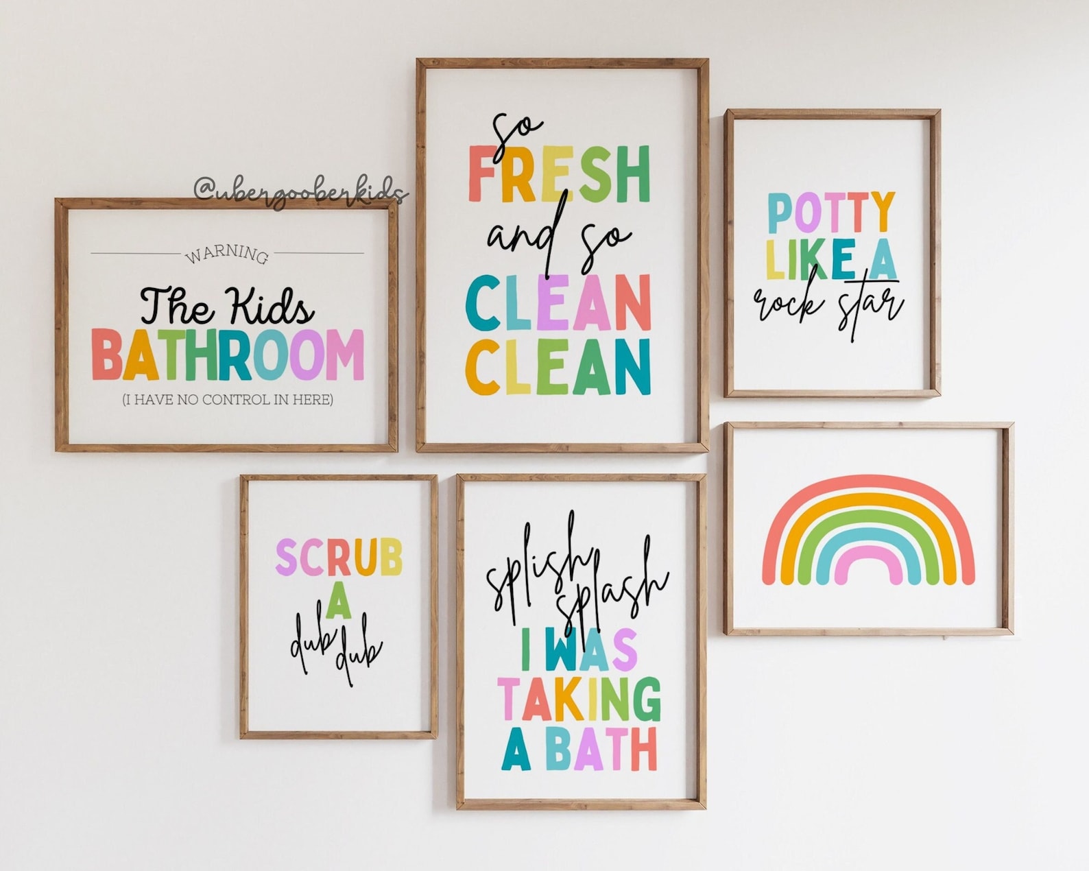 Kids Bathroom Art Set Bathroom Wall Prints Set of 6 Splish - Etsy