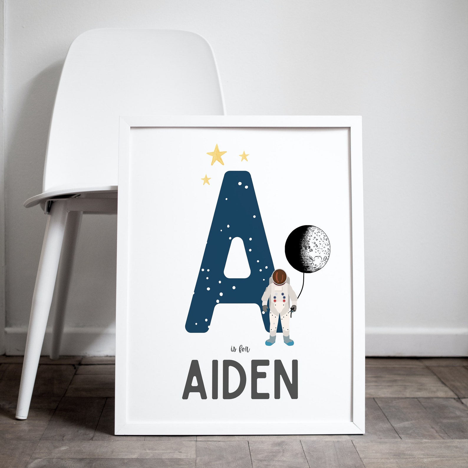 Personalized Letter Name Art, Space Wall Decor, Space Name Print ...