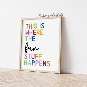 Where the Fun Stuff Happens Wall Art, Playroom Poster, Playroom Decor ...
