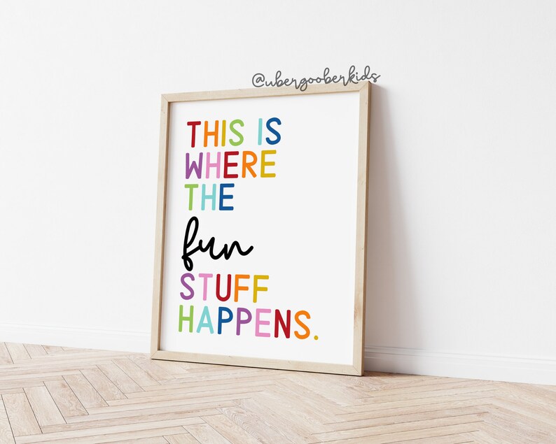 Where the Fun Stuff Happens Wall Art, Playroom Poster, Playroom Decor ...