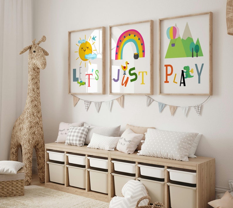 Playroom Wall Art Set of 3, Nursery Posters, Toddler Wall Art ...