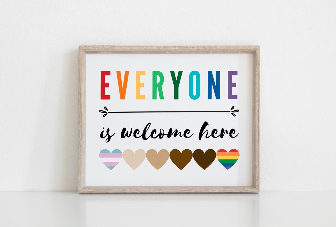 Inclusion Wall Art, Everyone is Welcome Here, Diversity Prints ...