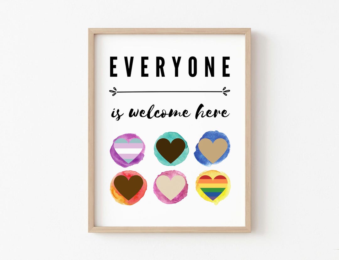 Printable Diversity Poster, Wall Art, Everyone Welcome, Classroom ...