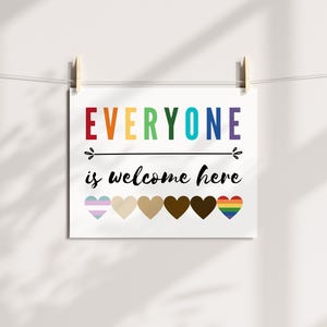 Everyone is Welcome Here, All Are Welcome Here Sign, Safe Space Poster ...