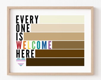 Everyone is Welcome Here Printable Wall Art Diversity Classroom Poster ...