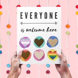 Printable Diversity Poster, Wall Art, Everyone Welcome, Classroom ...