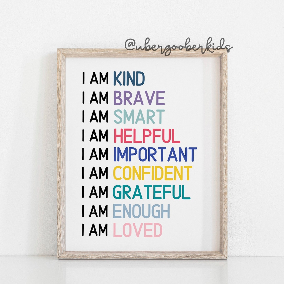 I Am Positive Affirmations for Kids Homeschooling Art - Etsy