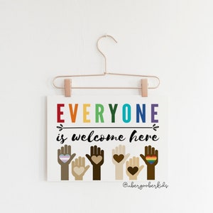 Everyone Welcome Here, Diversity Art, Classroom Decor, Educational Wall ...